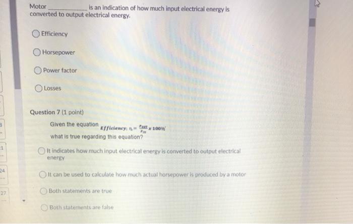 Solved Motor Is An Indication Of How Much Input Electrical