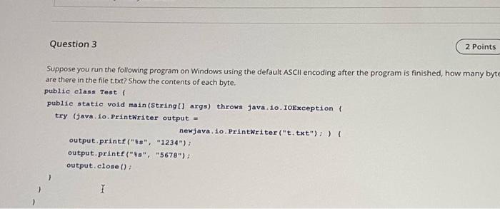 Solved Question 3 2 Points Suppose you run the following | Chegg.com