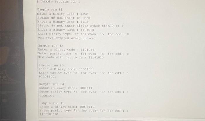 Solved Write a piogram that can generate even or odd parily | Chegg.com