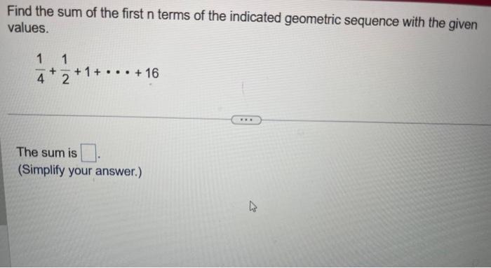 Solved Find the sum of the first n terms of the indicated | Chegg.com