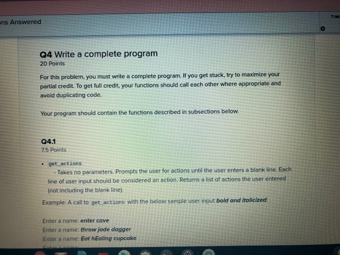 Solved TIMI ens Answered Q4 Write a complete program 20 | Chegg.com