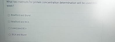 Solved What two methods for protein concentration | Chegg.com