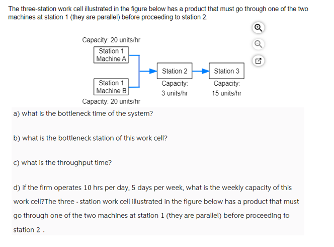 Solved The three-station work cell illustrated in the figure | Chegg.com