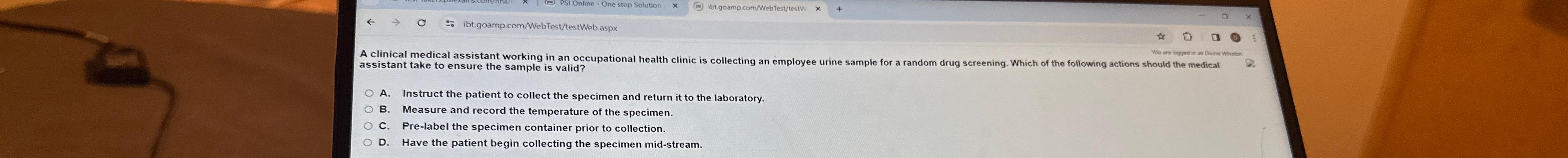 Solved assistant take to ensure the sample is valid?A. | Chegg.com