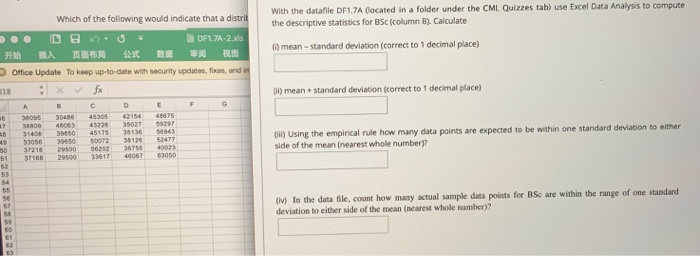 Solved With the datafile DF1.7A (located in a folder under | Chegg.com