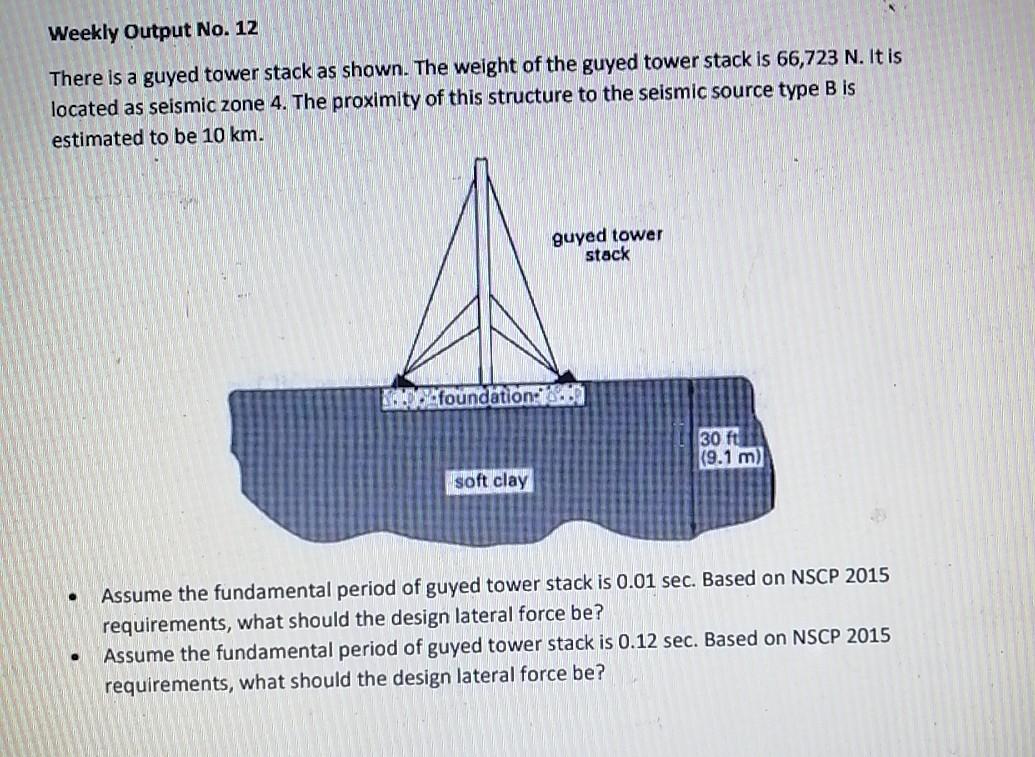 Solved Weekly Output No. 12 There is a guyed tower stack as | Chegg.com