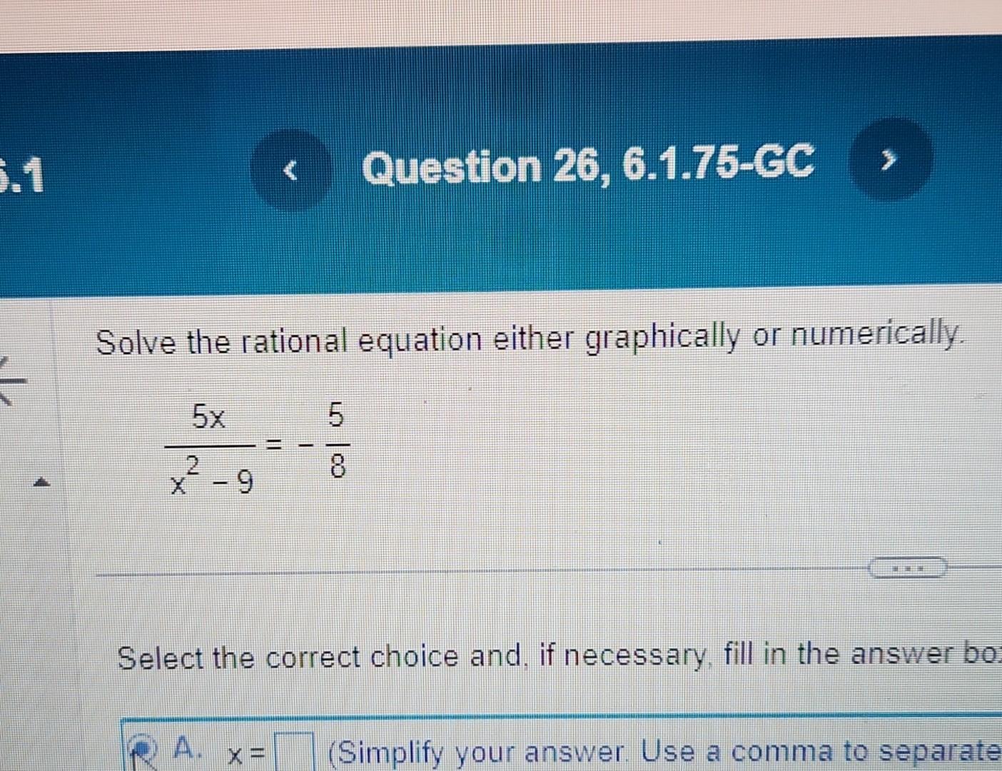 Solved Solve the rational equation either graphically or | Chegg.com