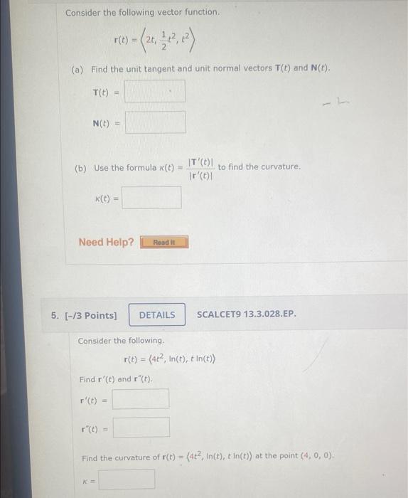 Solved Consider the following vector function. | Chegg.com