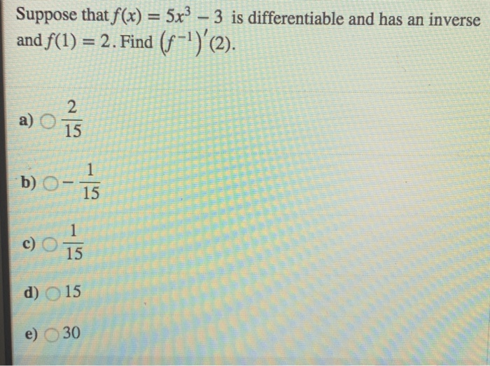 Solved Suppose That F X 5x3 3 Is Differentiable And Has