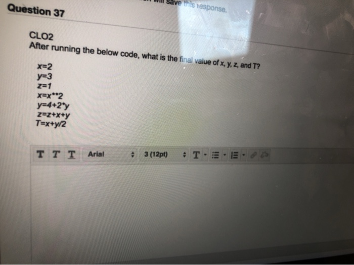 Solved Save This Vesponse Question 37 Clo2 After Running