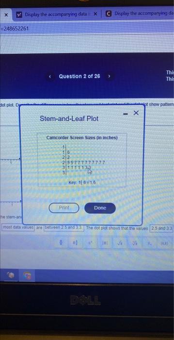 Solved Desplay the accompanying data in a dot plot. Describe | Chegg.com
