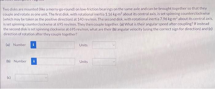 Solved Two disks are mounted (like a merry-go-round) on | Chegg.com