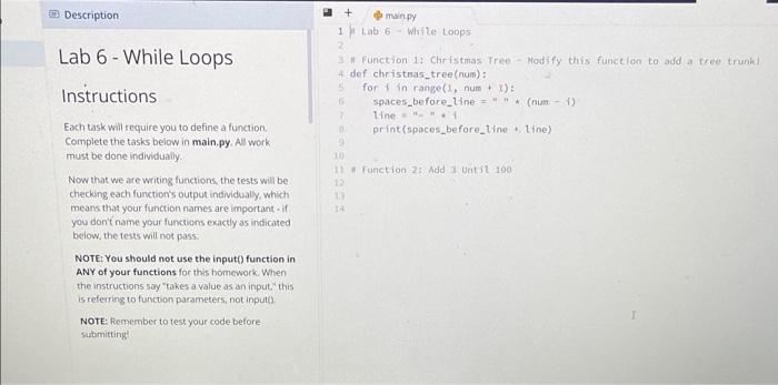 Solved Description 1. 1 Lab 6 White Loops Lab 6 - While | Chegg.com