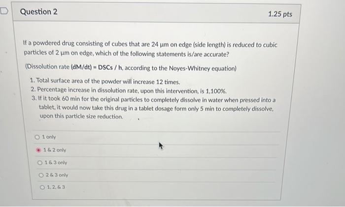 Solved If a powdered drug consisting of cubes that are 24μm | Chegg.com