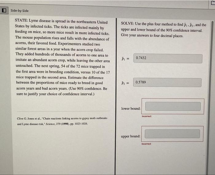 Solved Side-by-Side SOLVE: Use the plus four method to find | Chegg.com