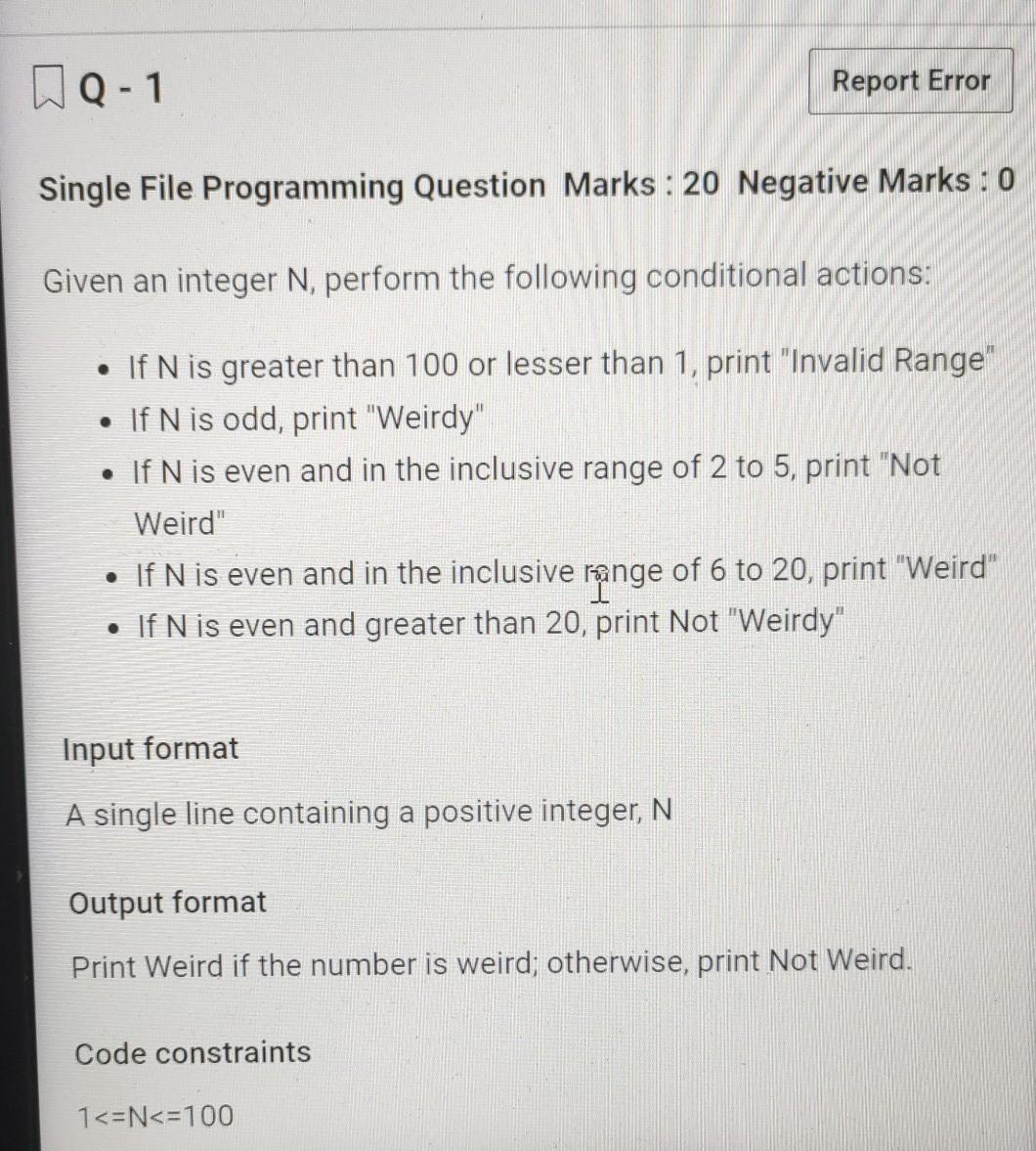 Solved DQ-1 Report Error Single File Programming Question | Chegg.com