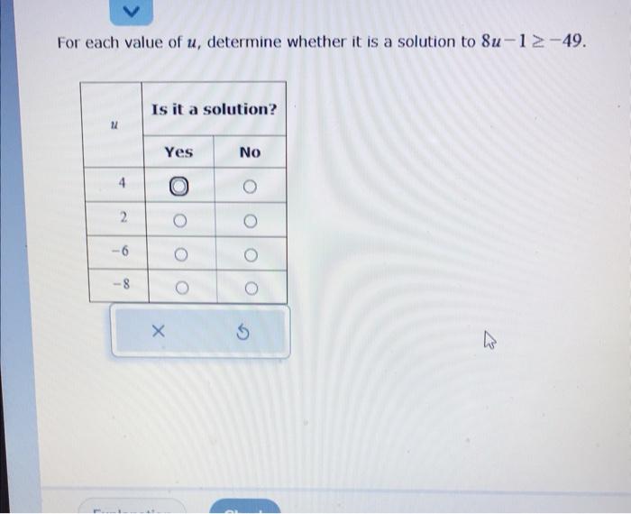 Solved For each value of u, determine whether it is a | Chegg.com