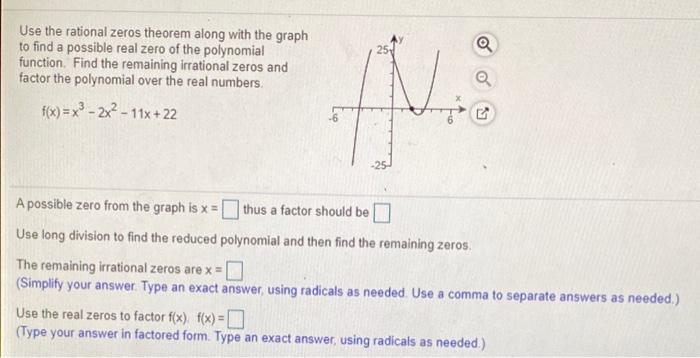 Solved Use the rational zeros theorem along with the graph | Chegg.com