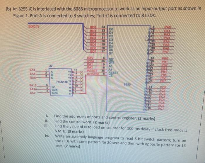 Solved (b) An 8255 IC is interfaced with the 8086 | Chegg.com