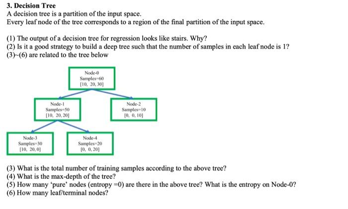 Solved 3. Decision Tree A decision tree is a partition of | Chegg.com
