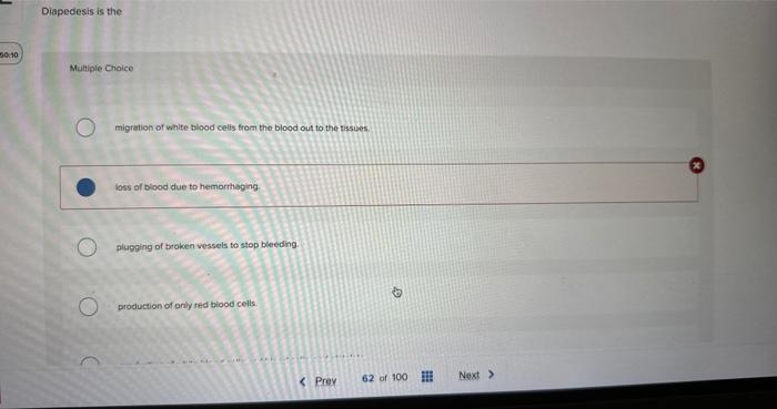 Solved Diapedesis is the Multiple Croice migration of white | Chegg.com
