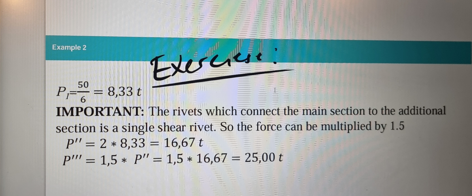 Solved Example 2P1=506=8,33tIMPORTANT: The rivets which | Chegg.com