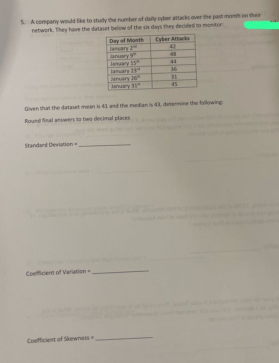 Solved A company would like to study the number of daily | Chegg.com