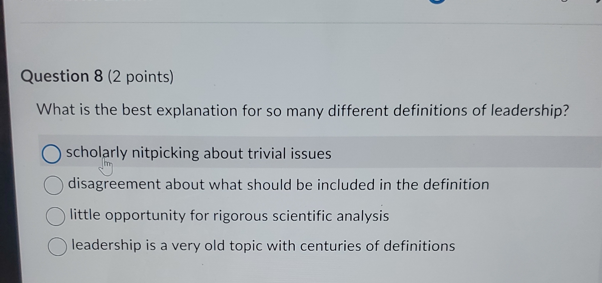 Solved Question 8 (2 ﻿points)What is the best explanation | Chegg.com