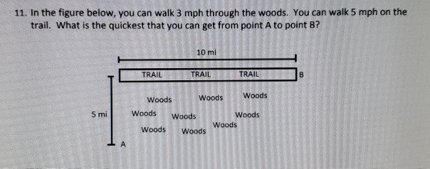 Solved 11. In the figure below, you can walk 3 mph through | Chegg.com