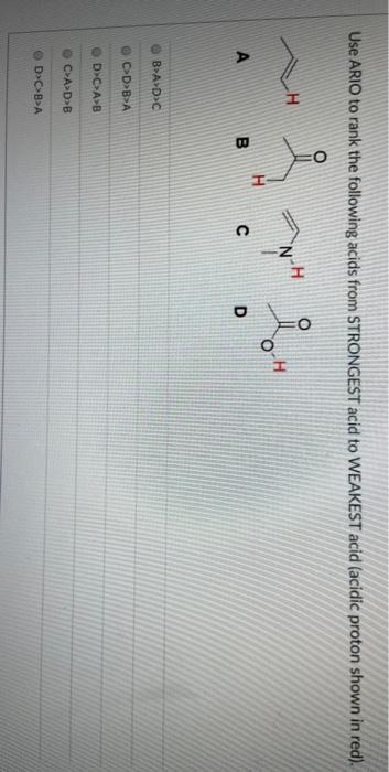 Solved Use ARIO to rank the following acids from STRONGEST | Chegg.com