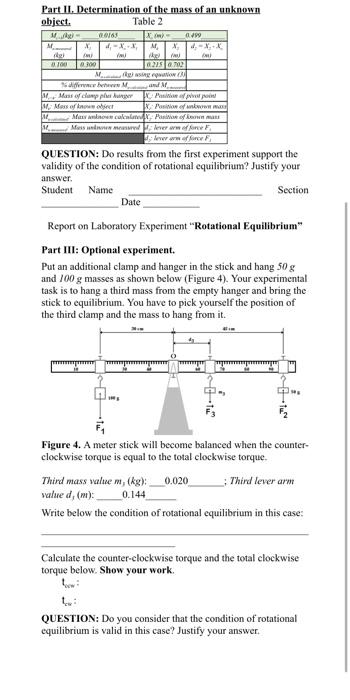 Solved Report on Laboratory Experiment "Rotational | Chegg.com