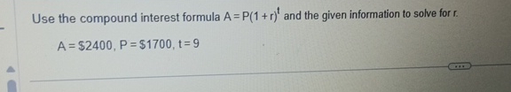 Solved Use the compound interest formula A=P(1+r)t ﻿and the | Chegg.com