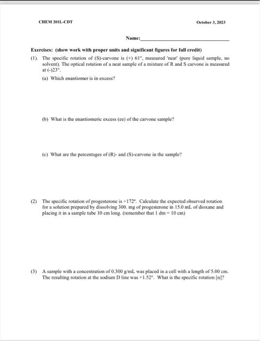 Solved CHFМ 2011-CDT Octeber 3, 2023 (4) A pure sample of | Chegg.com