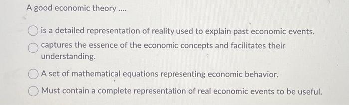 Solved A good economic theory .... is a detailed | Chegg.com