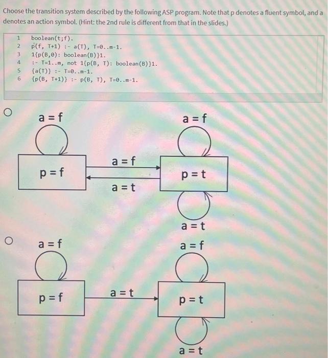 Choose the transition system described by the | Chegg.com