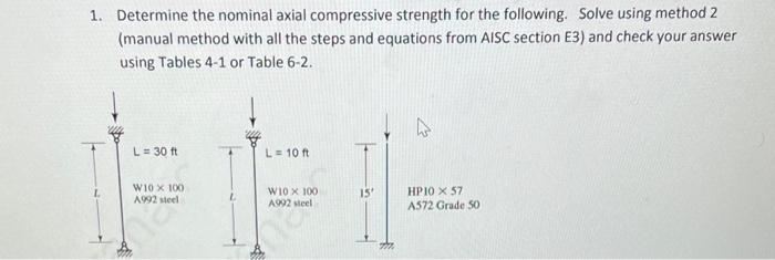 Solved 1. Determine the nominal axial compressive strength | Chegg.com