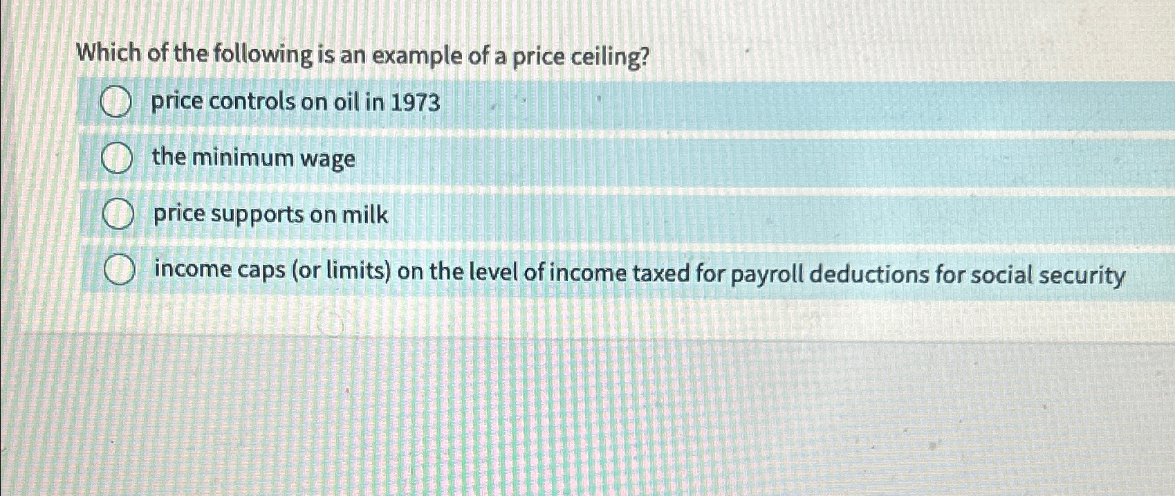 Solved Which of the following is an example of a price | Chegg.com