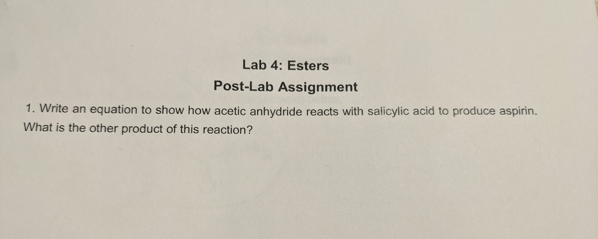 Solved Post-Lab Assignment 1. ﻿Write an equation to show how | Chegg.com