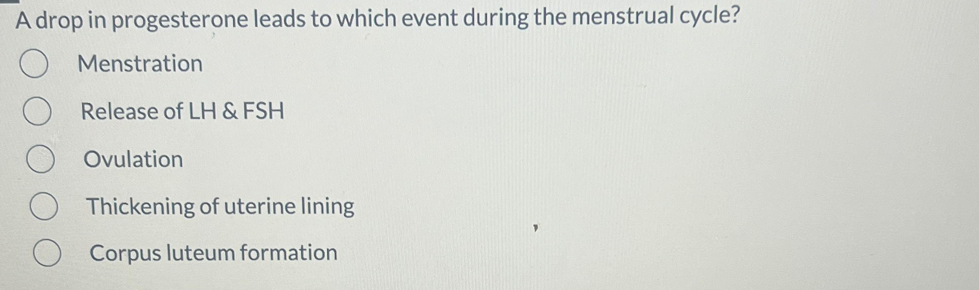 Solved A drop in progesterone leads to which event during | Chegg.com