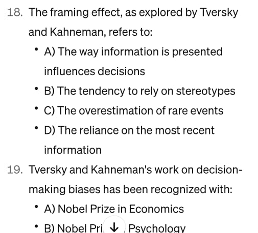 Solved The framing effect, as explored by Tversky and | Chegg.com