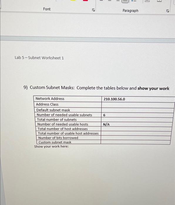 6) Complete the table shown below and show your work: | Chegg.com