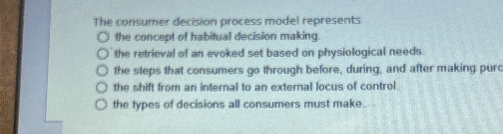 Solved The consumer decision process model representsthe | Chegg.com