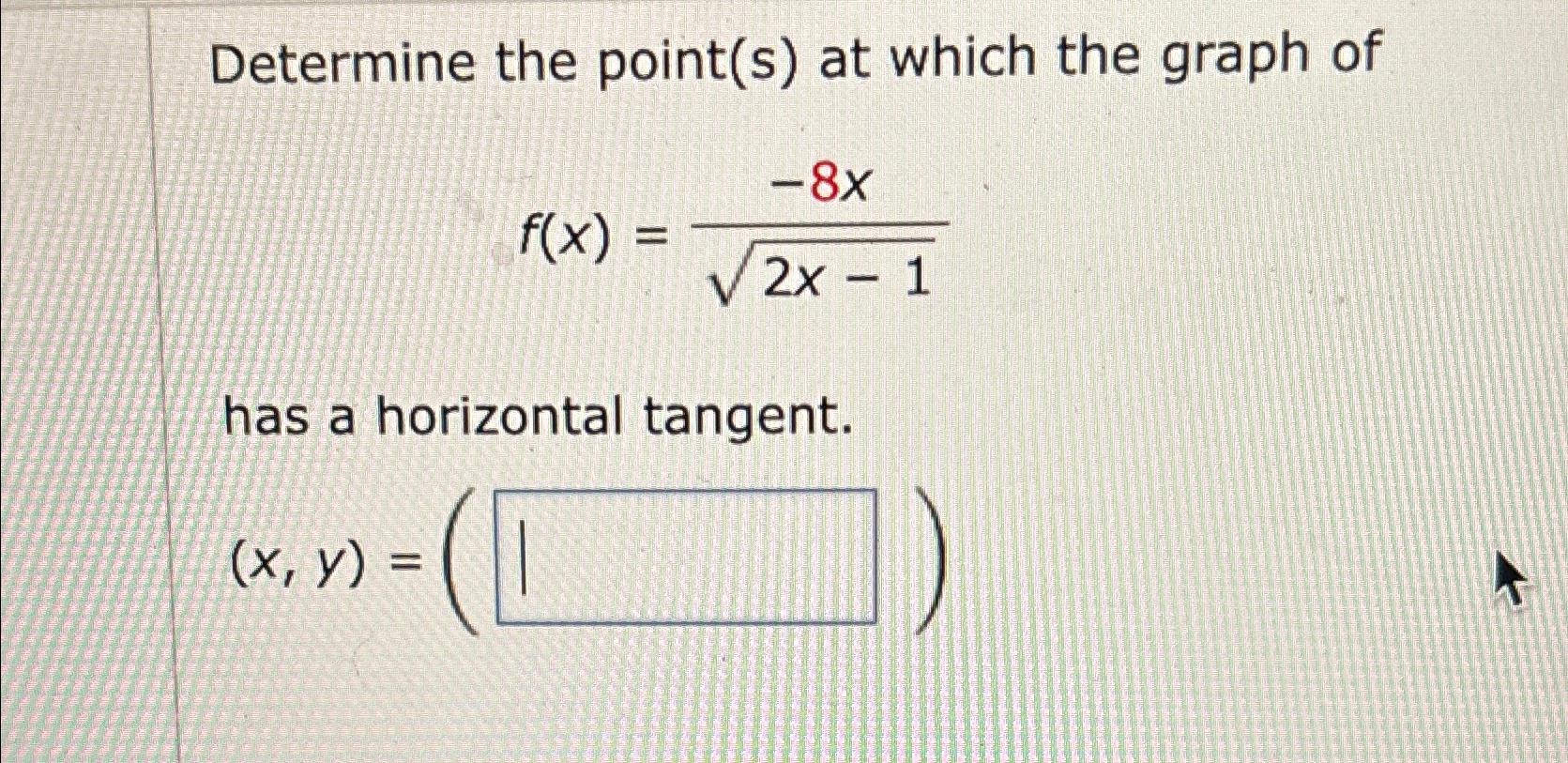 Solved Determine the point(s) ﻿at which the graph | Chegg.com