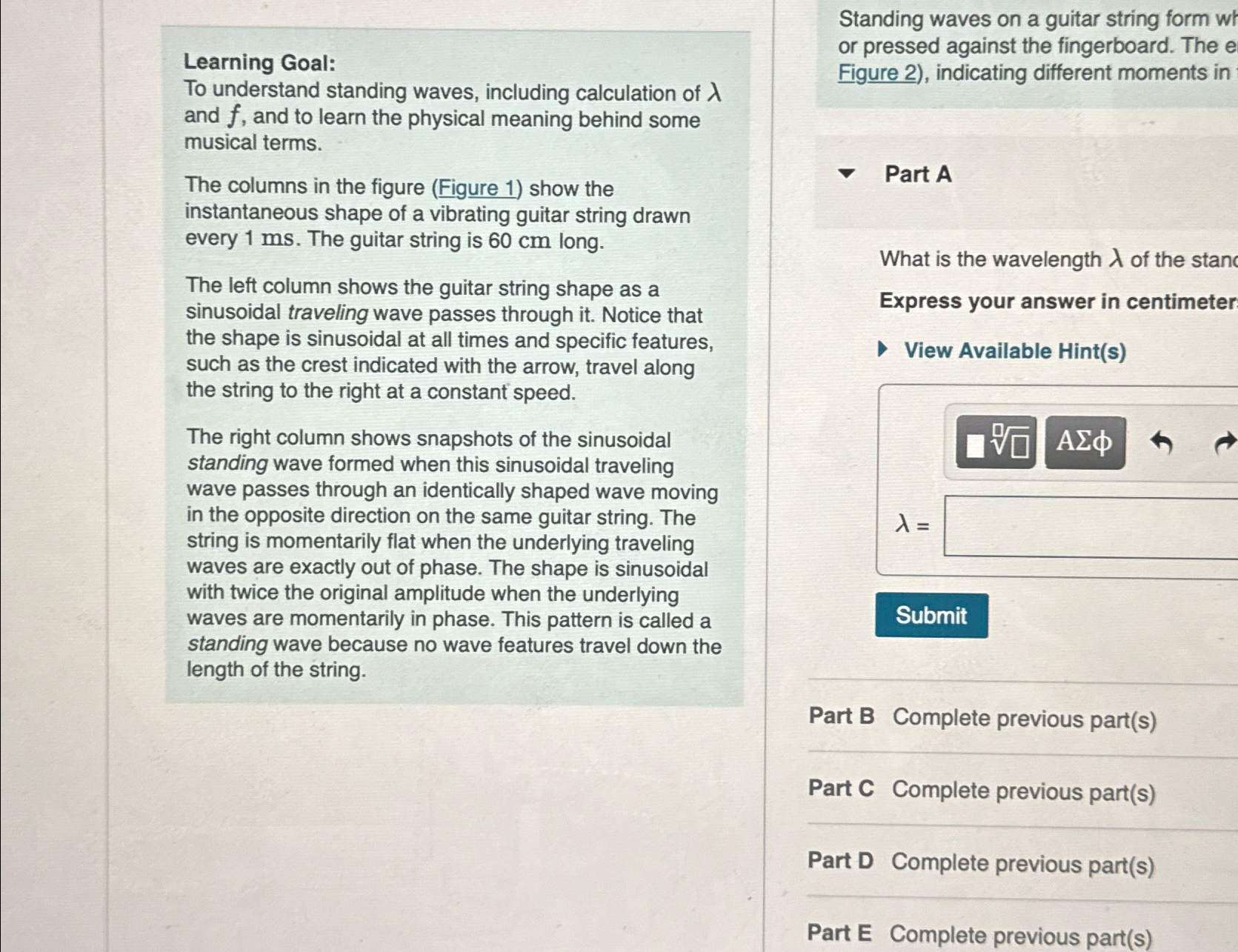 Solved Learning Goal:To understand standing waves, including | Chegg.com