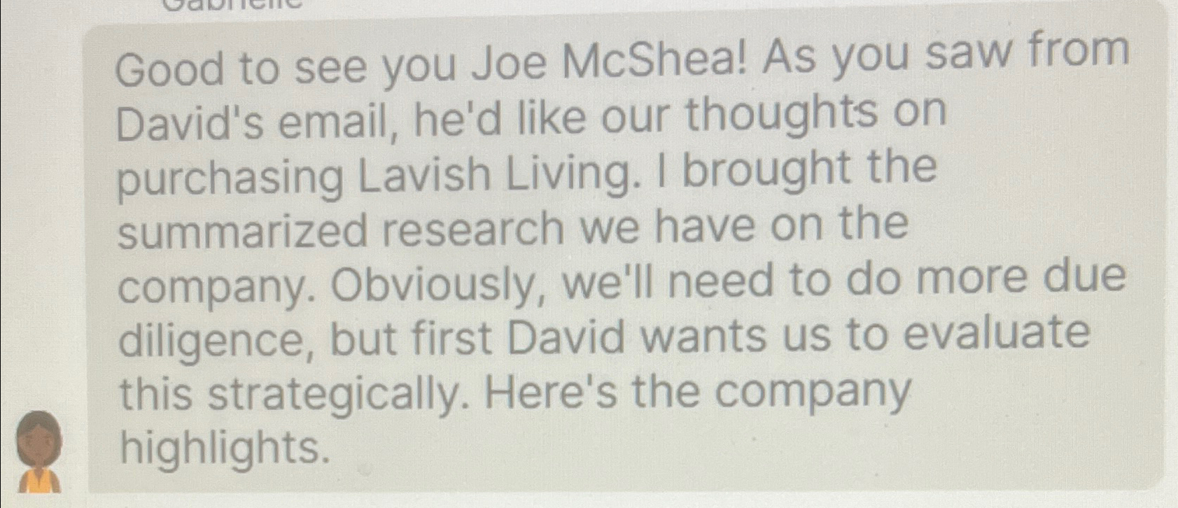 Solved Good to see you Joe McShea! As you saw from David's | Chegg.com
