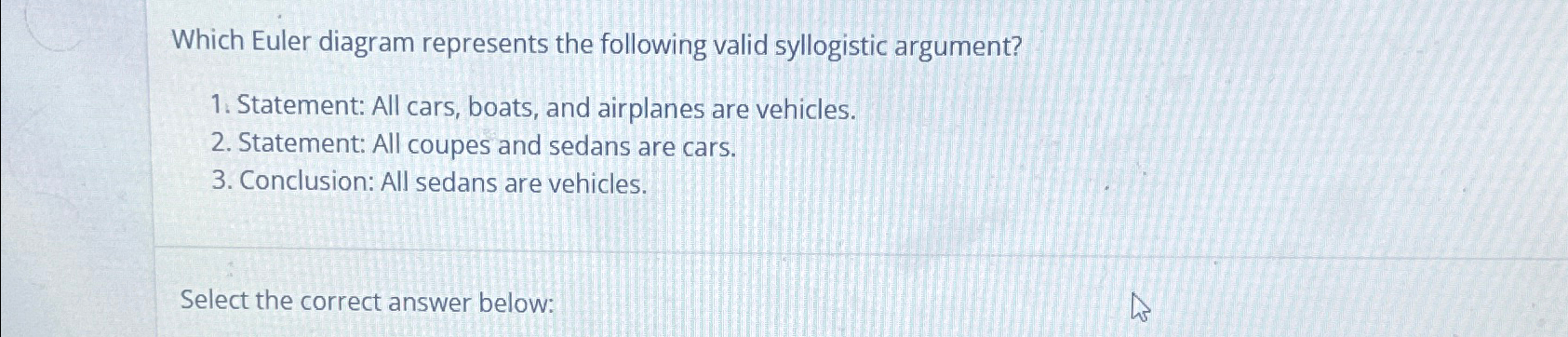 Solved Which Euler diagram represents the following valid | Chegg.com