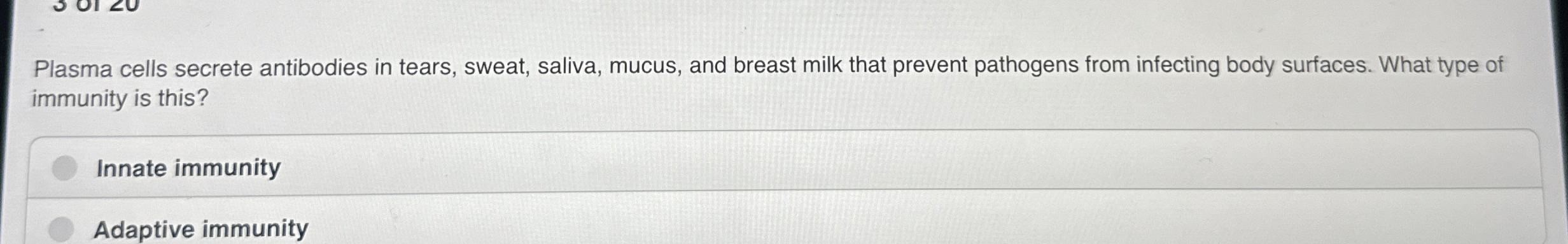Solved Plasma cells secrete antibodies in tears, sweat, | Chegg.com