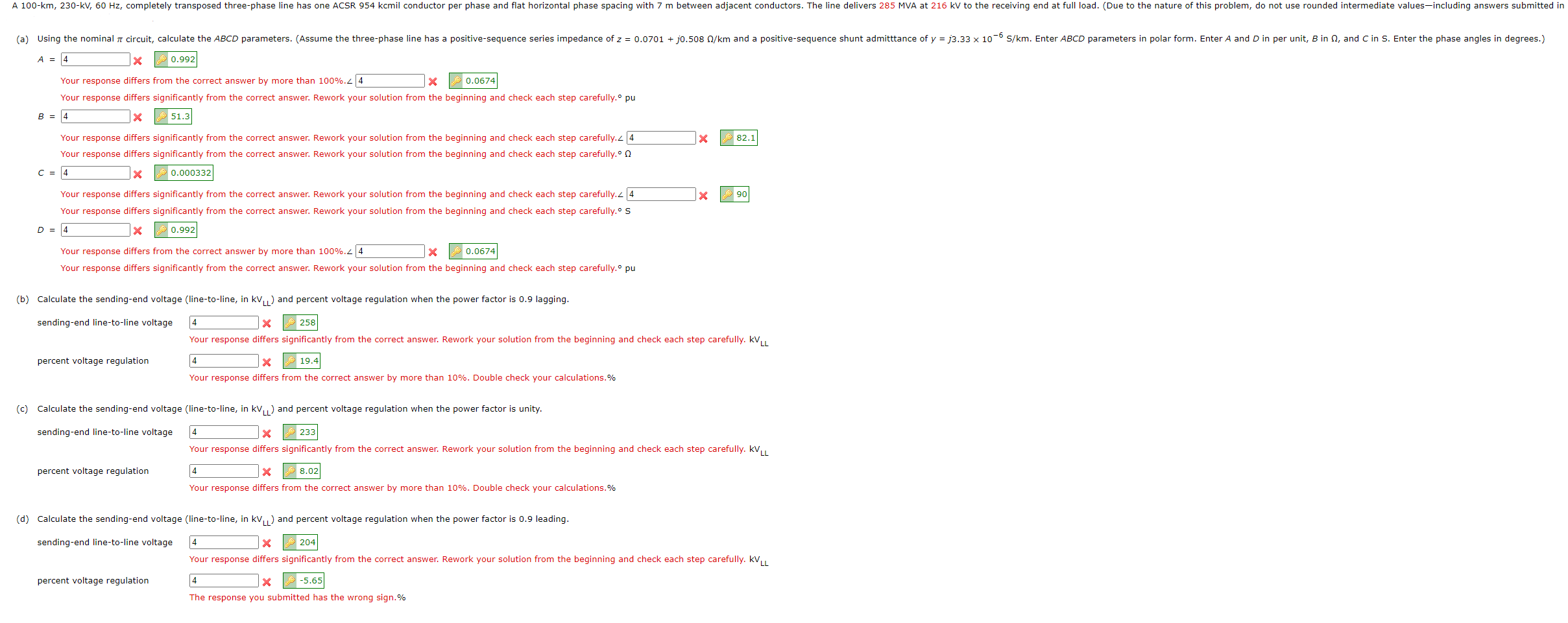 Solved (b) ﻿Calculate the sending-end voltage (line-to-line, | Chegg.com