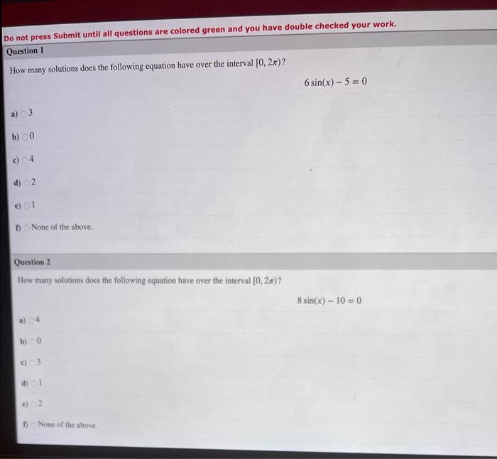 Solved How many solutions does the following equation have | Chegg.com