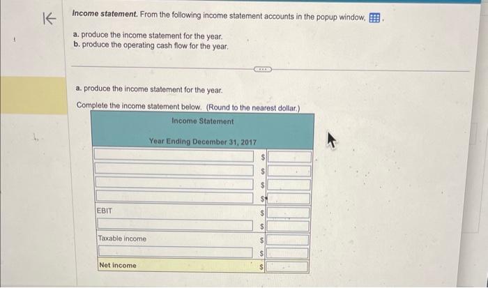 Solved Income statement. From the following income statement | Chegg.com